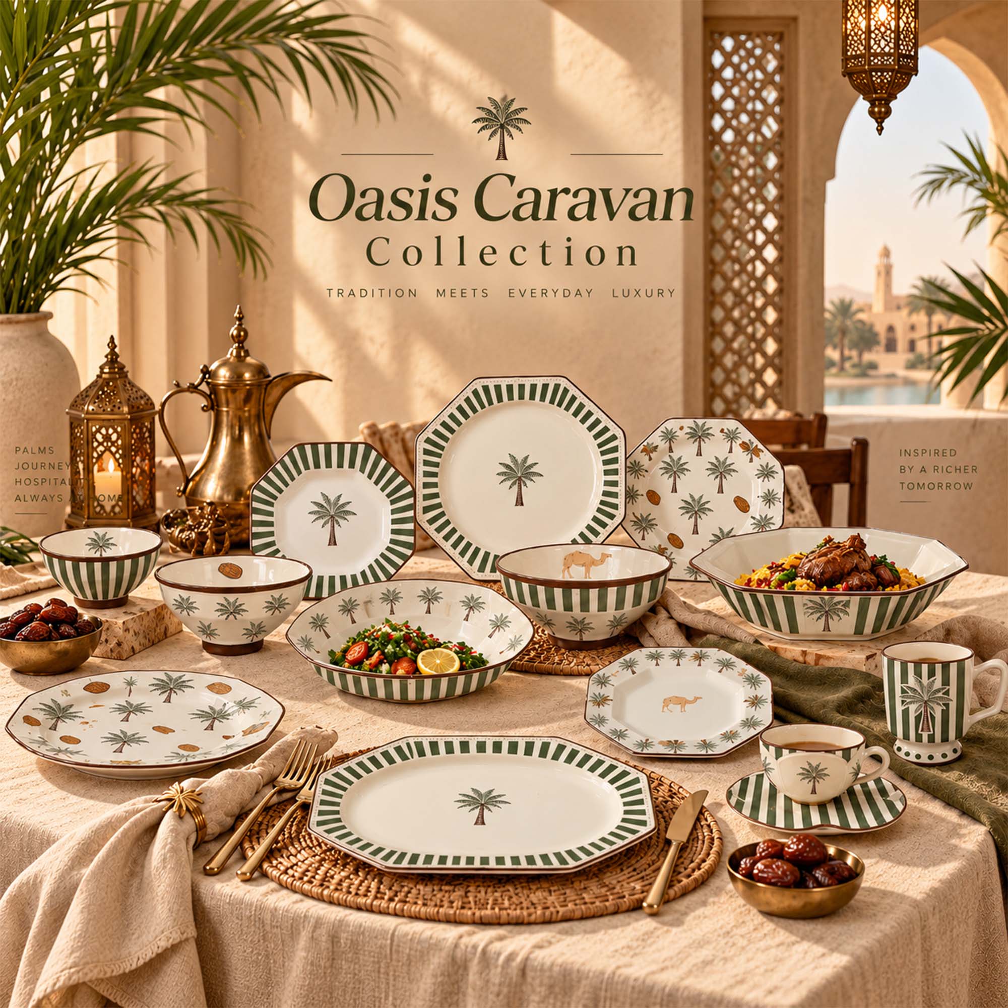 Date Palm & Camel Embossed Porcelain Dinnerware | OEM & Private Label ...