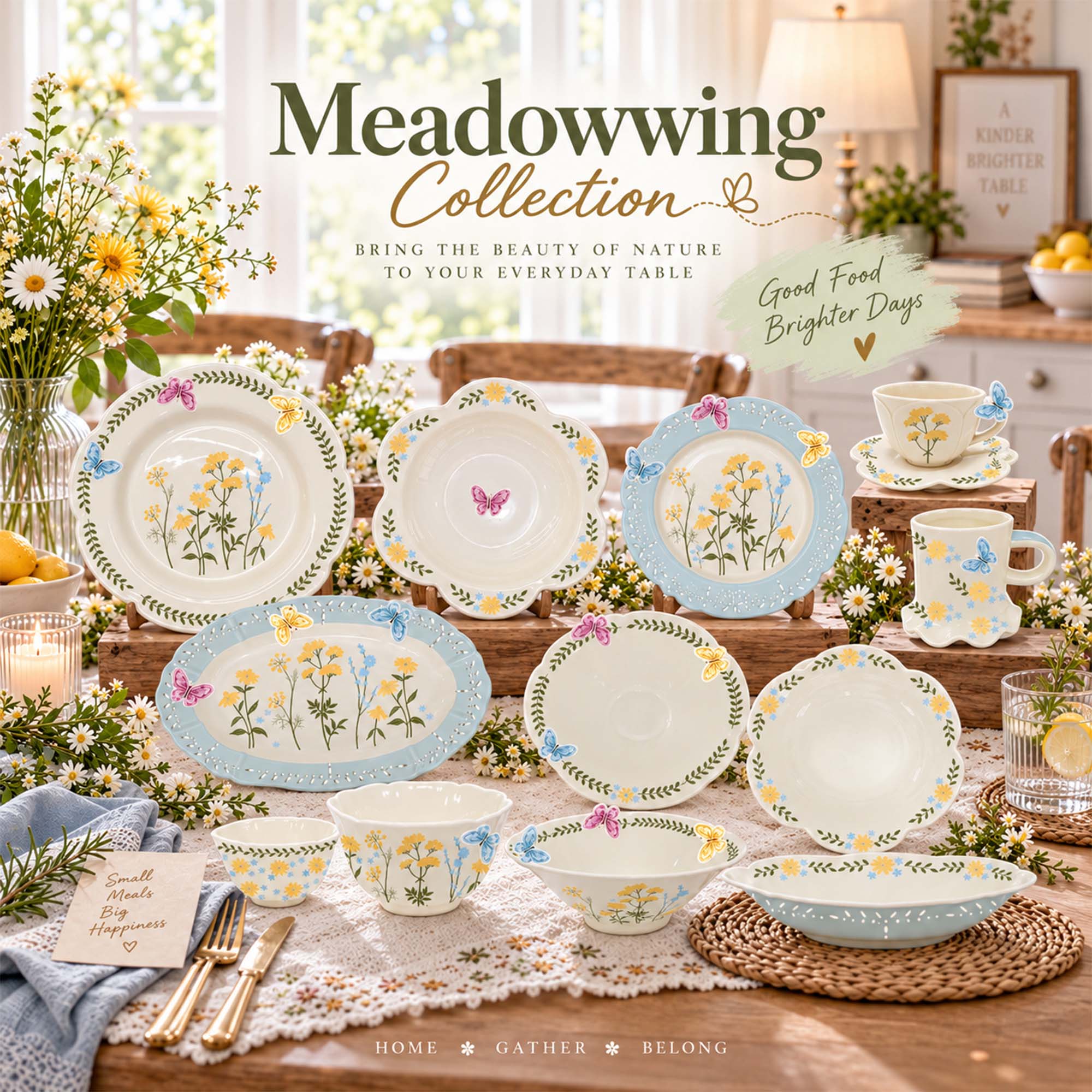 Custom Wildflower & Butterfly Embossed Porcelain Dinnerware | OEM ...